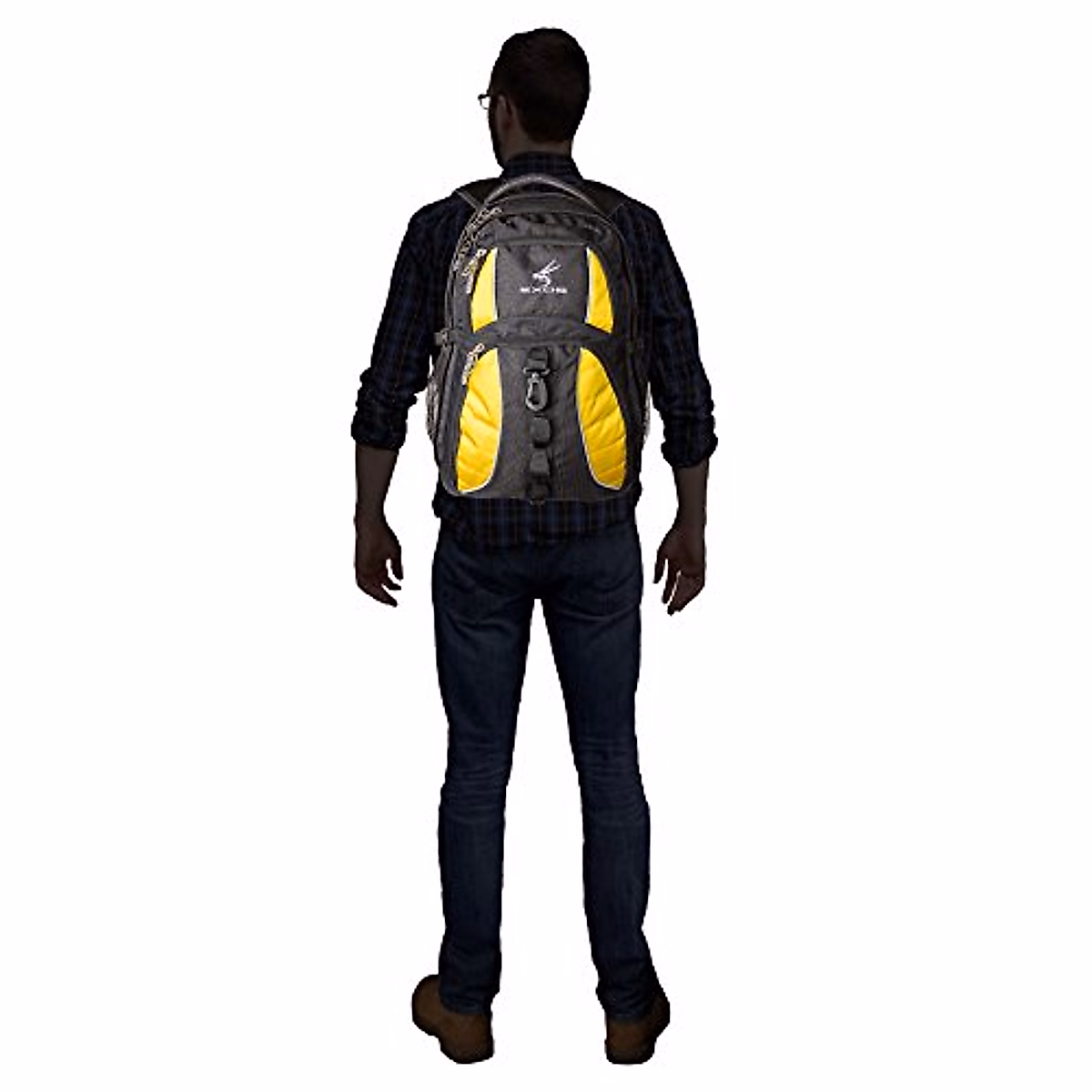 Backpack, (laptop, travel, school or business) Urban Commuter by EXOS (Black with Yellow Trim)