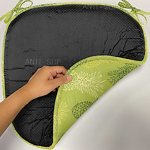 Ambesonne Green Leaf Chair Seating Cushion Set of 6, Hand Drawn Style Exotic Pineapple Fruit Tropical Summer Theme, Anti-Slip Seat Padding for Kitchen & Patio, 16"x16", Apple Green and Fern Green