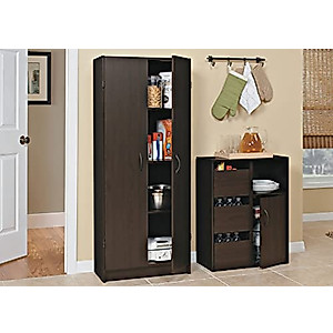ClosetMaid Pantry Cabinet Cupboard with 2 Doors, Adjustable Shelves Standing, Storage for Kitchen, Laundry, or Utility Room, Espresso
