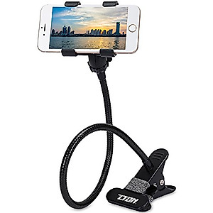 ZTON Metal-Enhanced Cell Phone Holder, Mobile Phone Stand, Lazy Bracket, Flexible Long Arms Clip Mount for iPhone, LG, etc.in Office Bedroom Desktop (Black)