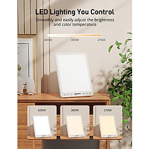 sympa Lamp, Sun Lamp with 10,000 Lux UV-Free, Lamp with Stepless Brightness, Sunlight Lamp with 3 Color Temperatures & 3 Timer, Happy Lamp with Rotatable Stand for Home Office