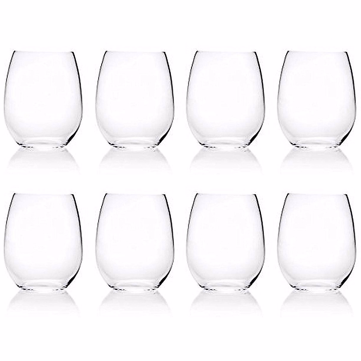 XINGUO PLASTIC 17-ounce Acrylic Glassses Stemless Wine Glasses, set of 8 Clear - Unbreakable, Dishwasher Safe, BPA Free…