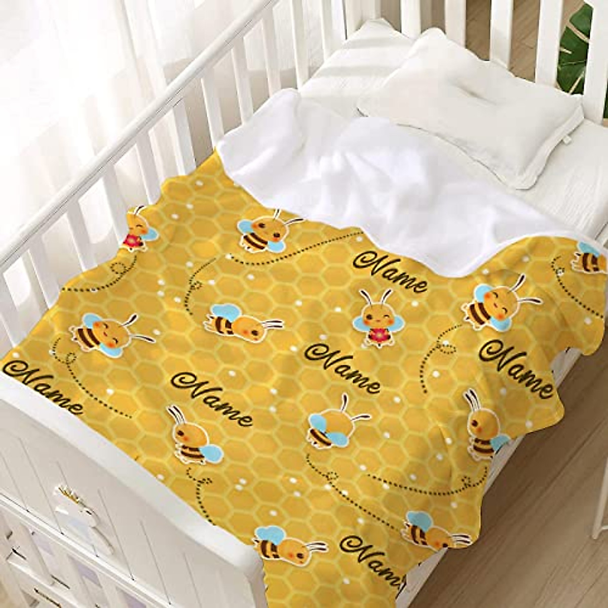 Custom Cute Bee Blankets Super Soft for Bed Couch Sofa Fuzzy Warm Cozy Lightweight Throw for Friend Adults Women Men 80 in x 60 in Large for Adult