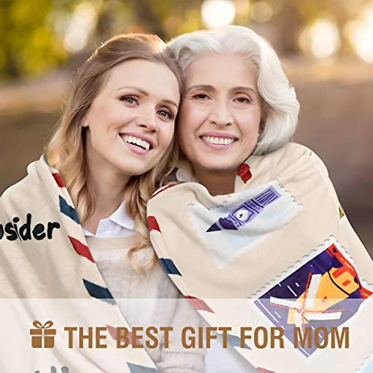 Nueasrs Blanket for Mom, Birthday Gifts for Mom from Daughter or Son, Warm Birthday Gifts for Mom, Thanksgiving Christmas Best Mom Hug Gifts for Moms, Mother Letter Throw Blanket 60" x 50"