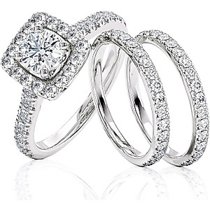 Beverly Hills Jewelers 2 Carat Diamond Engagement Ring - 14 Karat White Gold Diamond Ring for Women Diamond Engagement Ring (Size 7)