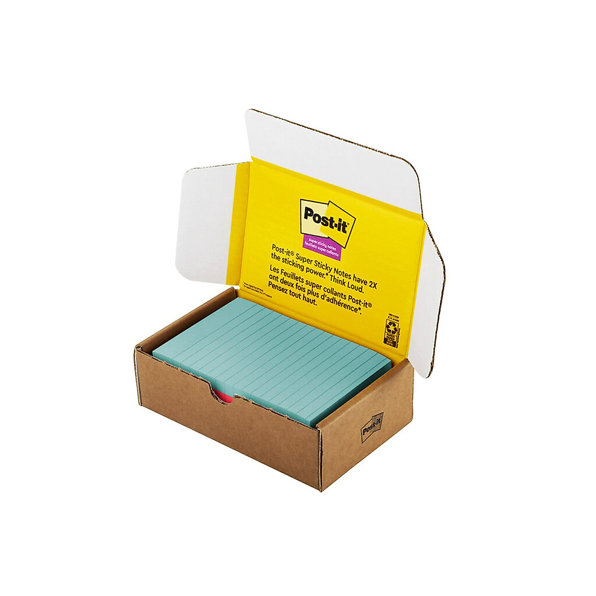 Post-it Super Sticky Notes, 4x6 in, 5 Pads/Pack, 90 Sheets/Pad, Amazon Exclusive Bright Color Collection, Aqua Splash, Acid Lime, Sunnyside, Guava and Iris Infusion