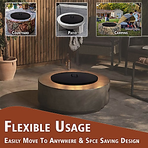 SIMOND STORE - Fire Pit Lid Round - Fire Pit Snuffer Lid 22 inch Diameter, Drop-in Burner Fire Pit Pan Lid- 1.5 mm Thickness- Grill Fire Ring Lid with Handle