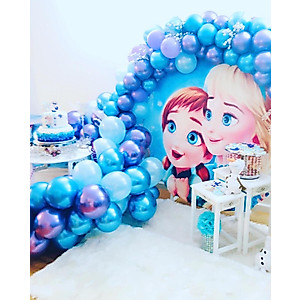 YouRan Baby Princess Elsa and Anna Backdrop Happy Birthday 5x3ft Vinyl Elsa Frozen Background Baby Shower for Girl Vinyl Princess Frozen Theme Backgrounds for Kids Room Wall Decor