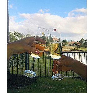 Petite Flower Magnetic Wine Glass Charms - Set of 8 Drink Marker Magnets for Regular or Stemless Glasses by Simply Charmed