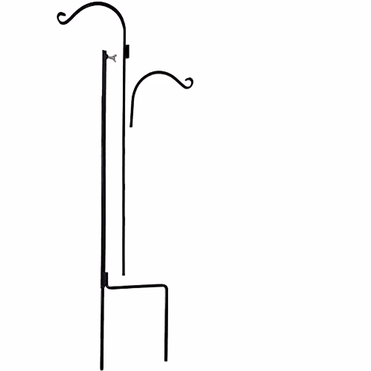 Ashman Black Shepherd Hook 65 Inch (2 Pack), 12MM Thick, Super Strong, Rust Resistant Steel Hook Ideal to use for at Hanging Wind Chimes, Hanging Plant Basket, Solar Light, Bird Feeder and More.