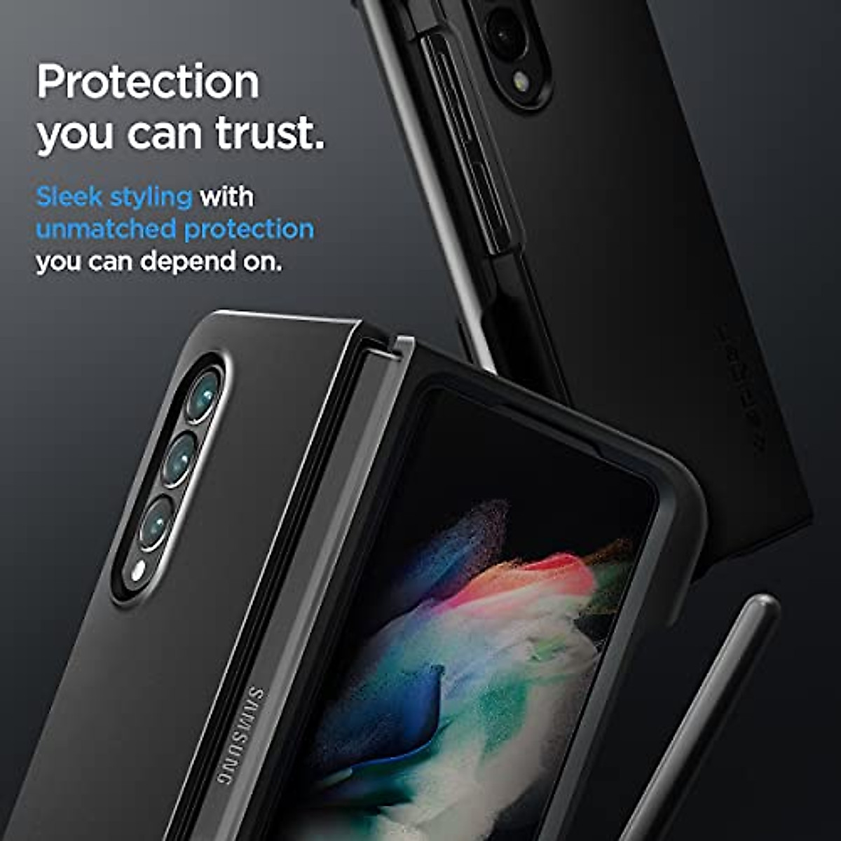 Spigen Thin Fit P Designed for Galaxy Z Fold 3 5G Case (2021) - Black