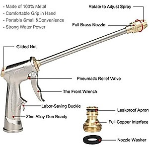 Jet High Power Pressure Washer Gun, Portable High Pressure Water Nozzle Wand for Garden Hose, Foam Cannon Car Washing, Attachment Garden Hose 【US Fast Shipment】
