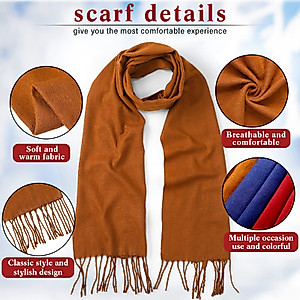 8 Pieces Scarf and Gloves Winter Knit Scarf and Glove Set, Cashmere Soft Scarf with Touchscreen Gloves for Women Gift (Black, Caramel, Navy, Burgundy)