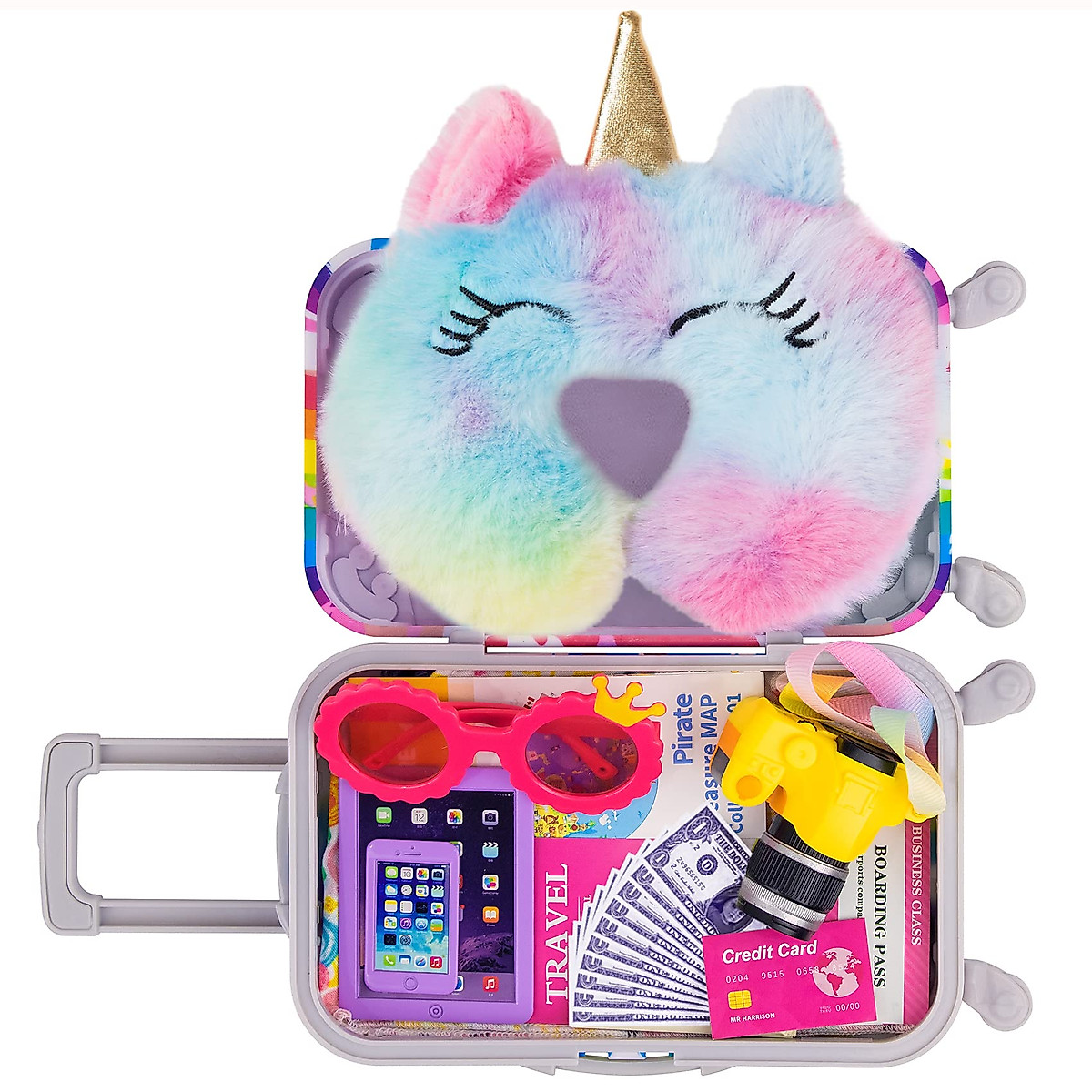 ZITA ELEMENT 24 Pcs 18 Inch Girl Doll Clothes and Accessories Travel Suitcase Set for 18 Inch Doll Accessories Unicorn Stuff