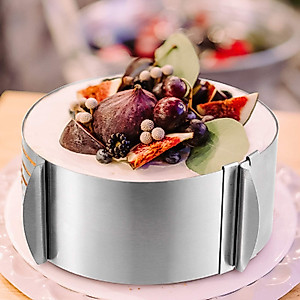 KOHAND 2 Pack Cake Slicer, Stainless Steel Cake Cutter Leveler 7-Layer 6-8 inch / 9-12 inch Adjustable Cake Ring Molds for Baking, Cutting and Slicing Cakes - Silver