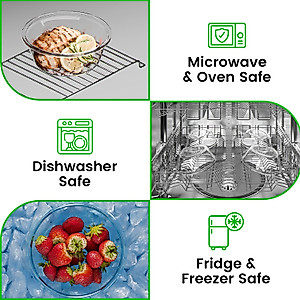 Verel Round Glass Containers with Bamboo Lids (Set of 4) Round Glass Food Storage Containers with Bamboo Lids (4 Pack, 32 Ounce), Non Toxic Eco Friendly Meal Prep with Wooden Lids