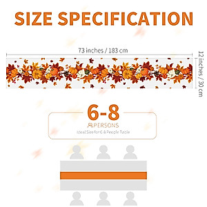 Ruisita Thanksgiving Table Runner 73 x 12 Inches Fall Maple Leaves Pumpkin Table Cloth Runner Polycotton Autumn Harvest Tablerunners for Thanksgiving Parties Decoration Fall Wedding Decorations