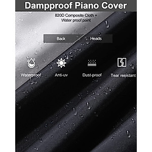 Piano Keyboard Dust Cover, Water Proof Stretchy Electric Piano Keyboard Covers for Digital Electric Pianos, Full Cover Elastic Lock Music keyboard Protector Cover (88 - Keys, Black)