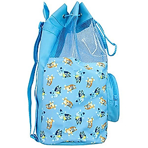 Bluey Swimming Bag Kids Beach Pool Swim Drawstring Backpack For Boys Or Girls Blue