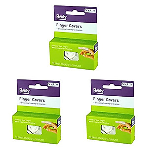 Flents First Aid Finger Covers, 12 Count, Small, Medium, Large, X-Large, Protects Finger While Healing From Injury (3 Pairs Each of S/M/L/XL) (69626) (Pack of 3)