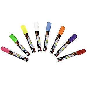 8 Pack Chalk Marker Pen Dry Erase Markers 6mm Reversible Bullet & Chisel Tip Fluorescent Markers Highlighters for LED Menu Board Bistro Board AD Drawing POP Art Glass Window Blackboard WhiteBoard
