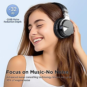tapaxis E7 Active Noise Cancelling Headphones Wireless Bluetooth Headphones Over Ear Headphones Mic, Clear Calls, Comfortable Protein Earpads, 30H Playtime, for Travel, Home Office - Black