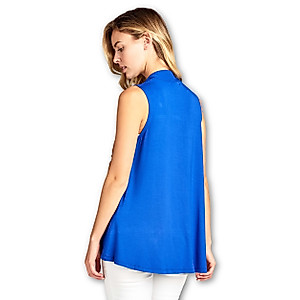 Women's Sleeveless Extra Soft Viscose Made from Bamboo Layering Casual Cardigan Vest - Made in USA (3X-Large, RoyalBlue)