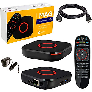 Infomir Mag 424 W3 (Mag 424W3) 4K 2160P Hevc 600Mbps Built-in Dual Band WiFi, Bluetooth, HDMI Cable 1 GB RAM, 8 GB eMMC (Faster than Mag 324w2 322W1)