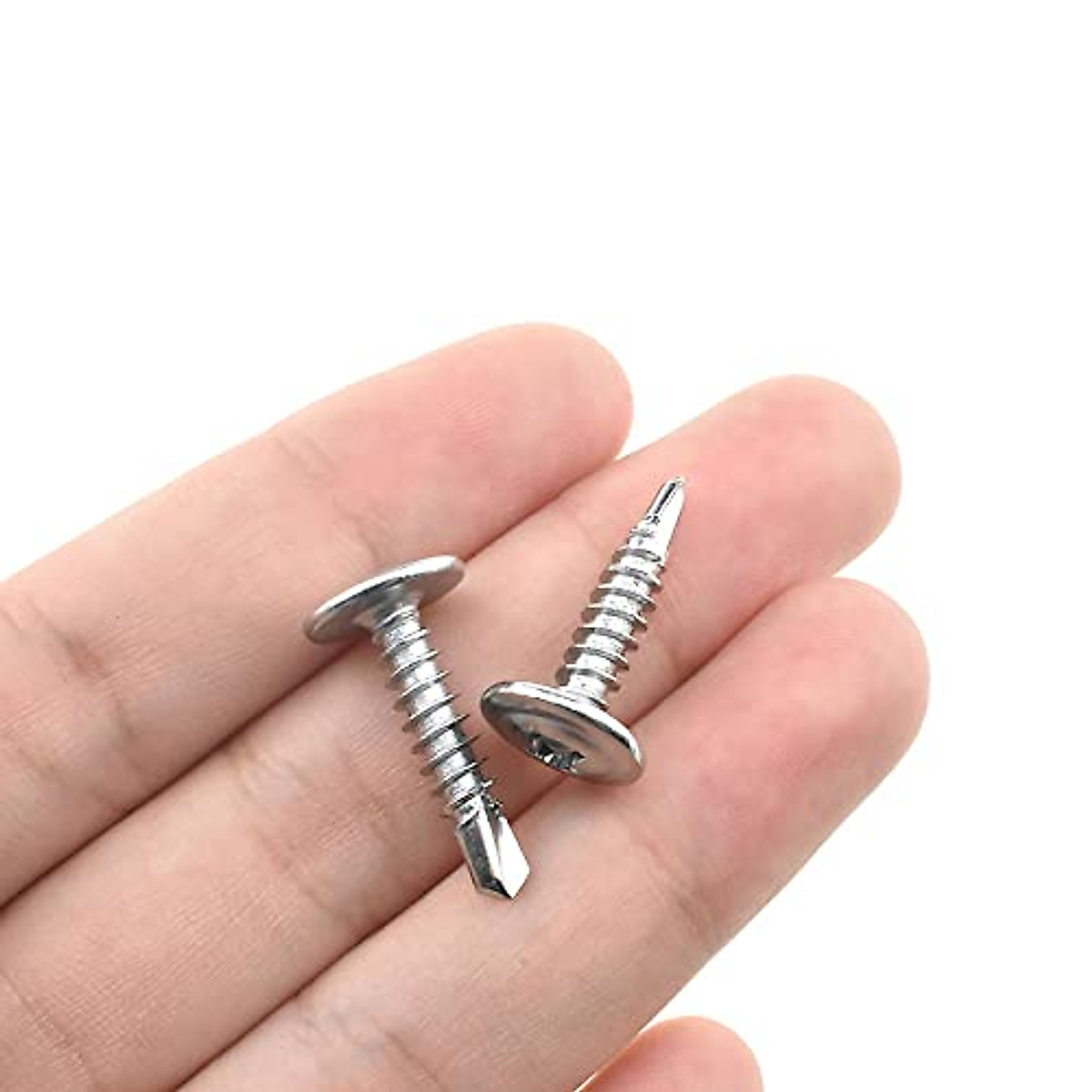 Hao Pro #8 x 3/4" Flat Head Phillips Self Tapping Drilling Bolts Screws with Drill Point Keep Flush Go in Cut Thread Clean Secure Well Sturdy Easy Drive Not Rust Dull 410 Stainless Steel 60PCS