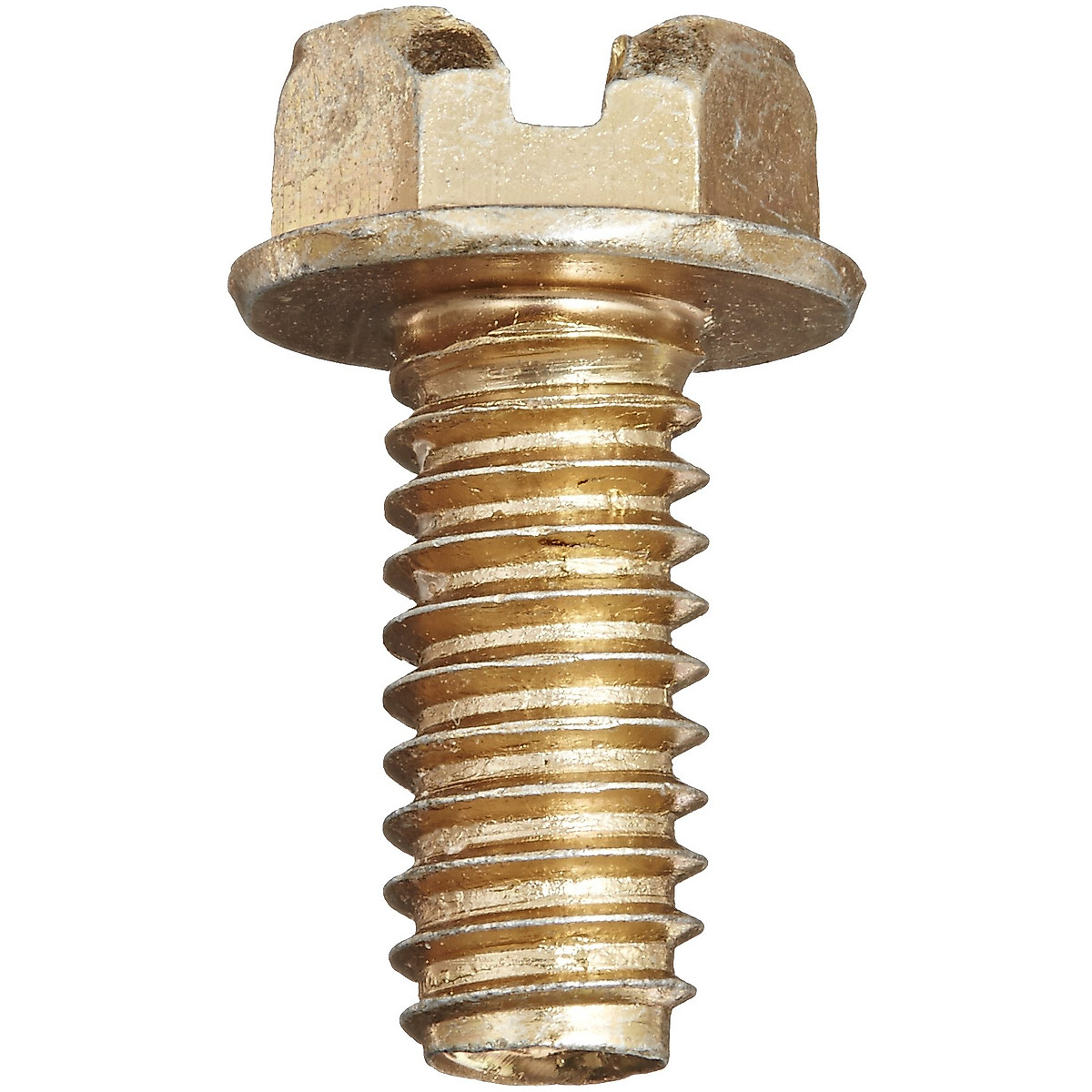 Small Parts 1208RSWY Steel Thread Rolling Screw for Metal, Yellow Zinc Plated, Hex Washer Head, Slotted Drive, #12-24 Thread Size, 1/2" Length (Pack of 25)