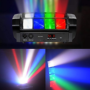 ZKYMZL Spider Moving Head Light LEDs Beam DJ Lights RGBW Sound Activated and DMX512 Control for Party Pub Disco Show Wedding Event Stage Lighting.