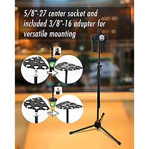 Numhag Microphone Holder, Multi Mic Holder for Wired and Wireless Mics, Multiple Microphone Organizer and Display for Mic Stand, Hold Up to 7 Microphones, Aluminum, Black