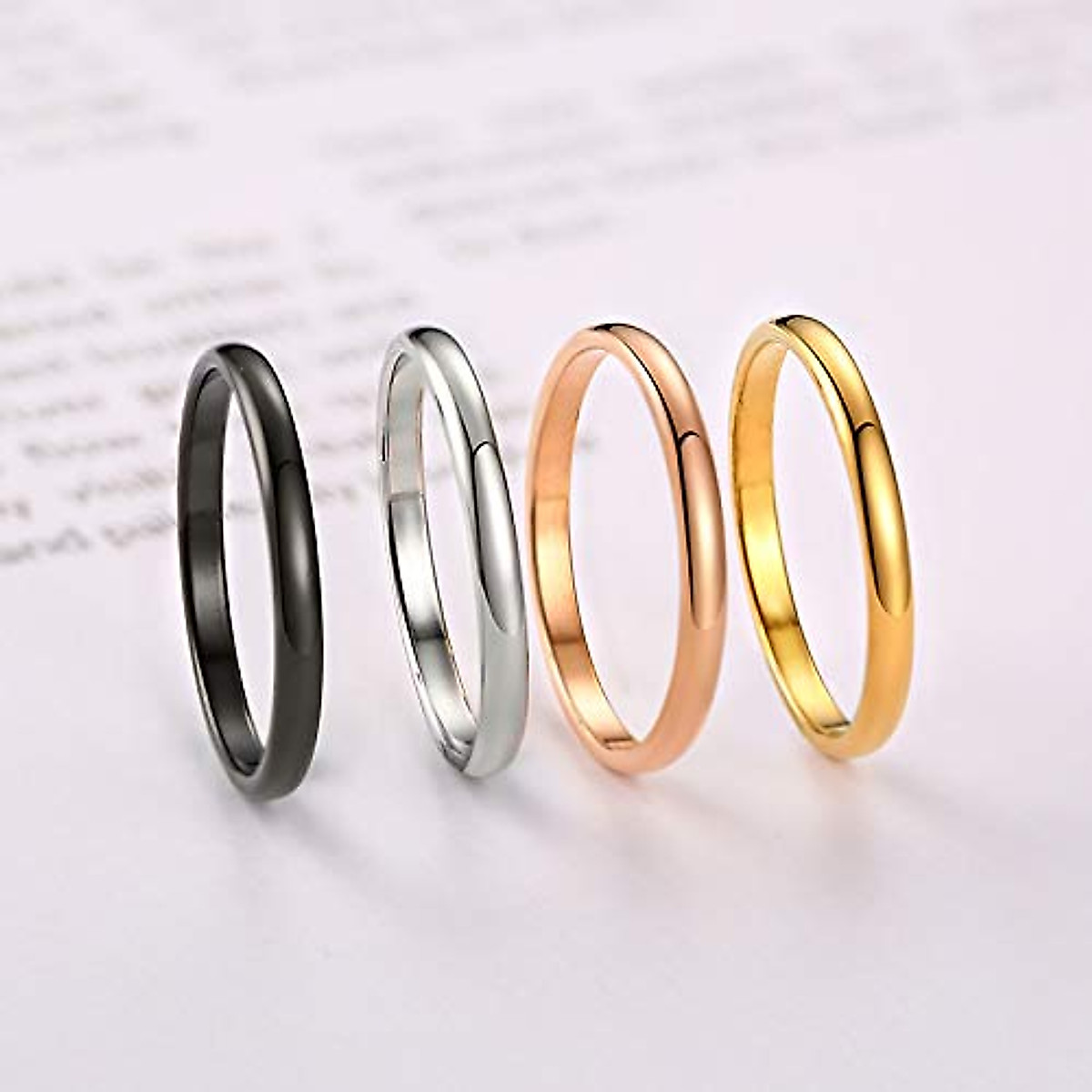 JAJAFOOK 4PCS/Set 2mm Stacking Rings for Women Stackable Thin Band Knuckle Finger Stacking Plain Ring, Size 10