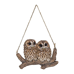 Hi-Line Gift Hanging Baby OWLETS ON A Branch, Brown
