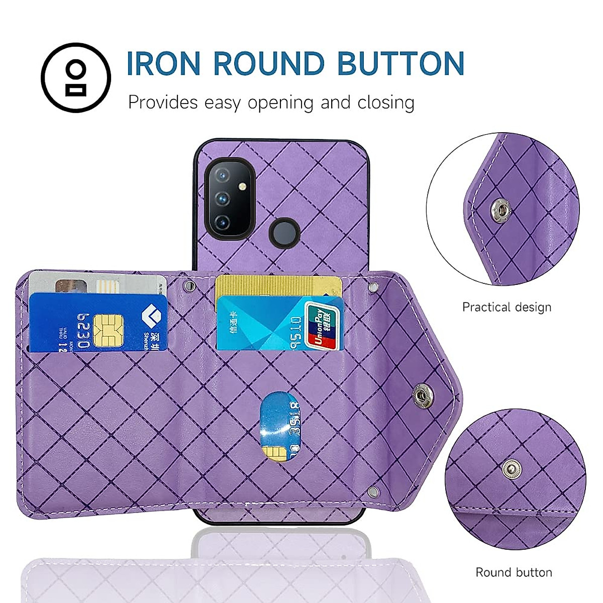 Compatible with OnePlus Nord N100 Wallet Case with Crossbody Shoulder Strap and Stand Leather Credit Card Holder Cell Phone Cover for One Plus N 10 G5 1 Plus 10N 1plus One+ 1+Nord N100 Purple