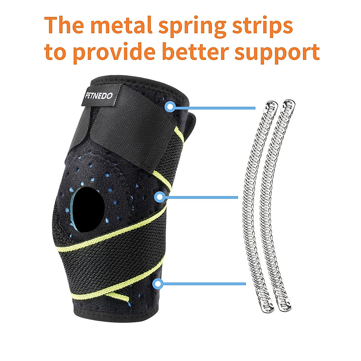 PETNEDO Dog Canine Rear Leg Hock Joint Brace for Medium and Large Dog, Compression Wrap with Straps & Metal Spring Strips Protects Wounds, Heals, Prevents Injuries and Sprains from Arthritis-S