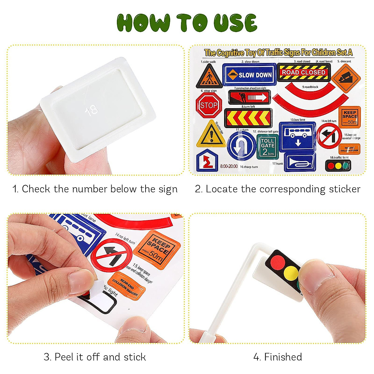 TOYANDONA 1 Set Play Traffic Signs, Street Signs Playset for Kids