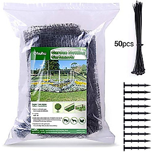 Ohuhu 6.8 x 100 FT Heavy Duty Bird Netting with Cable Ties & Ground Nails, PP Material Anti-Bird Reusable Garden Netting for Fruit, Vegetable, Plant Trees, Plastic Deer Netting Fencing Protection