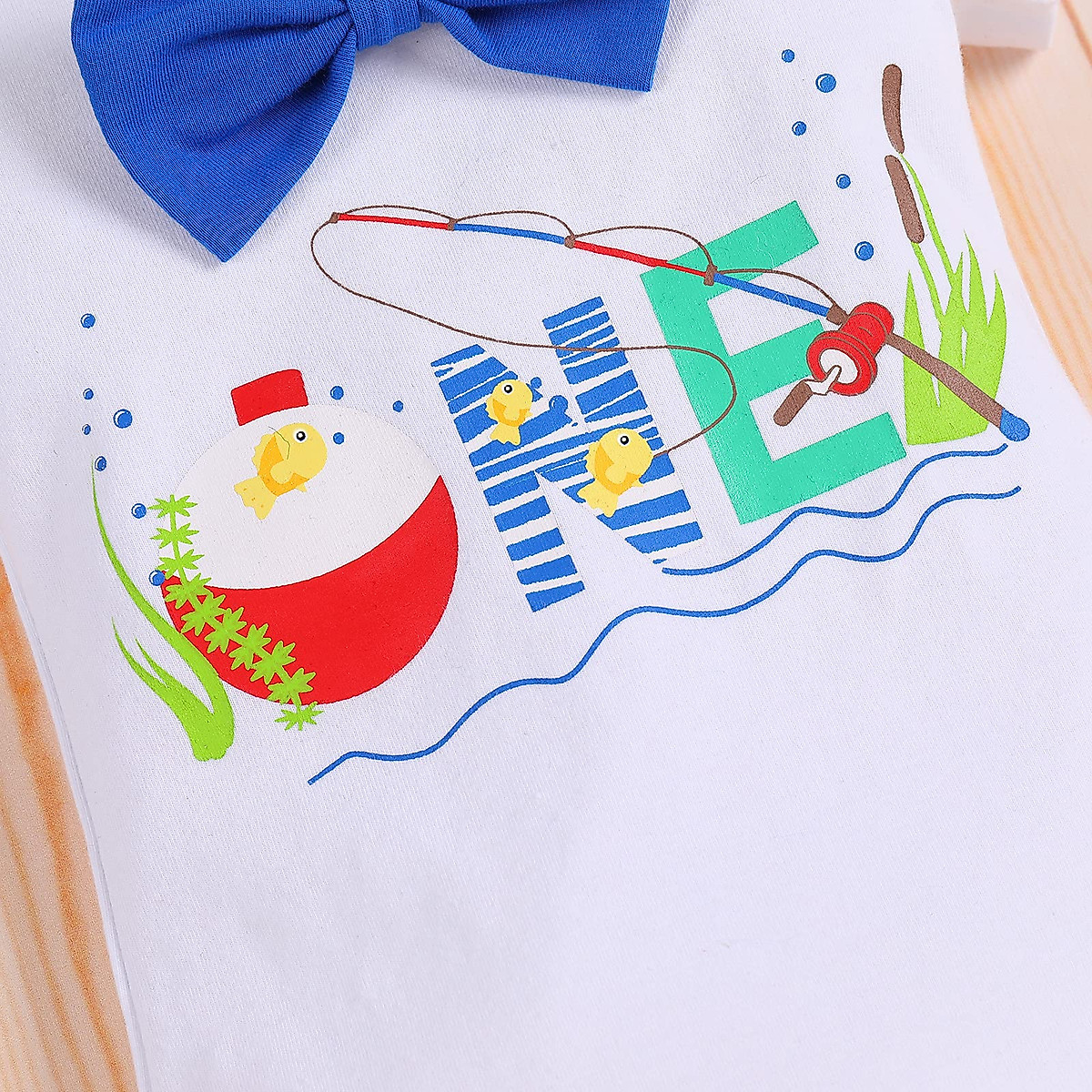 The Big One Birthday Outfit Baby Boys Bowtie Romper Suspenders Shorts Hat Gone Fishing Themed First Birthday Party Supply O-Fish-Ally One Cake Smash Photo Shoot # Royal Blue - Fish One 12-18 Months