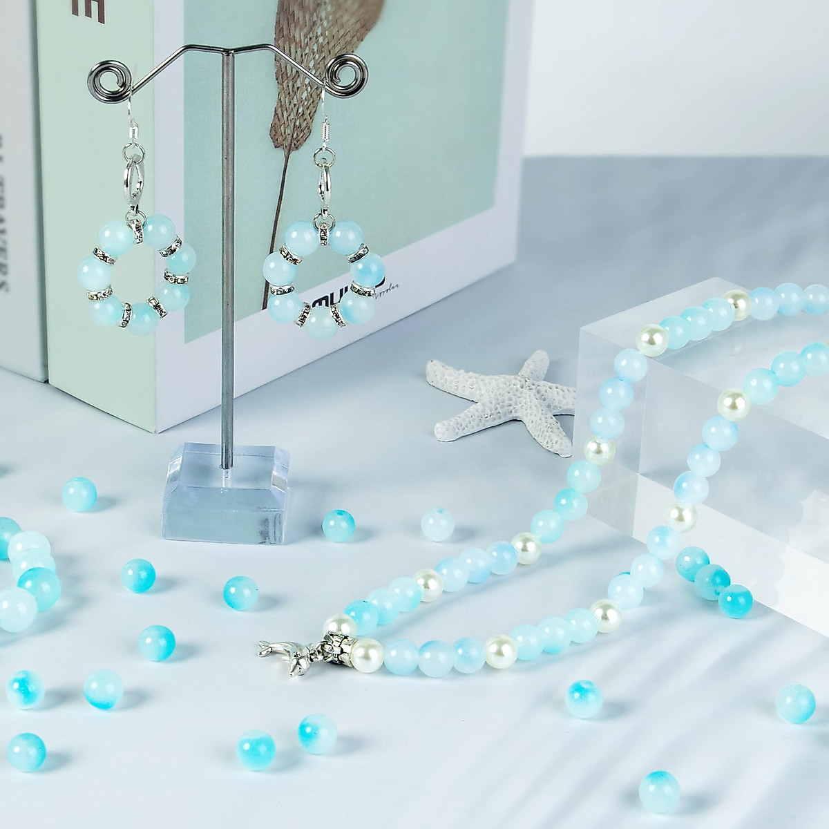 Acerich 700Pcs Glass Beads for Jewelry Making, 24 Color 8mm Glass Crystal Beads Friendship Bracelets Making Kit for DIY Earrings Necklaces Rings