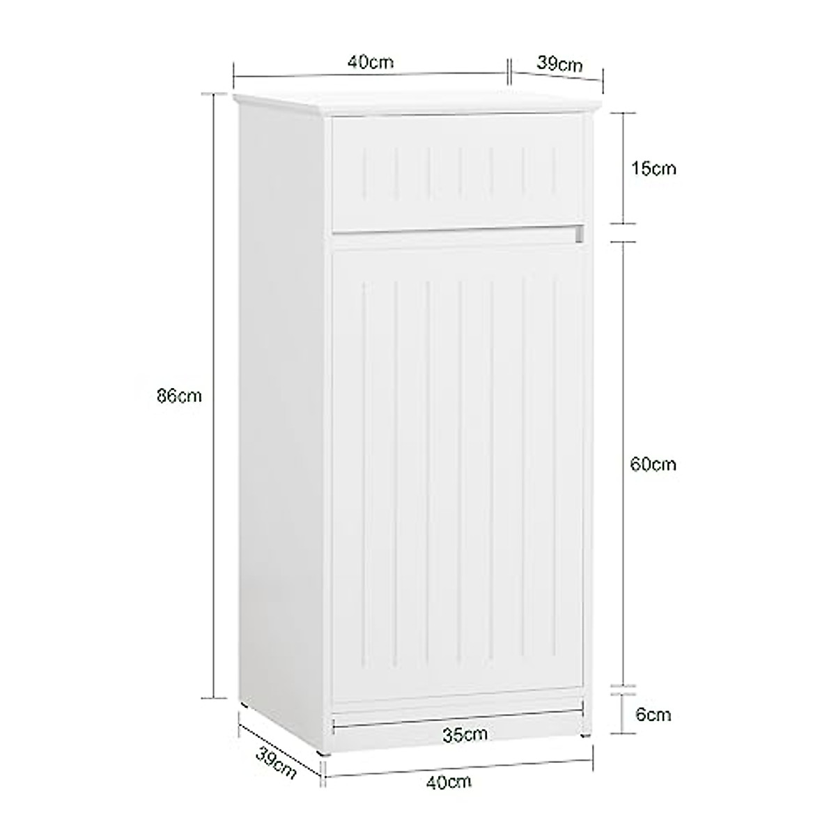 SoBuy Laundry Hamper Cabinet with Basket and 1 Drawer, Tilt-Out Laundry Hamper, Bathroom Storage Cabinet Unit with Drawer, White BZR110-W