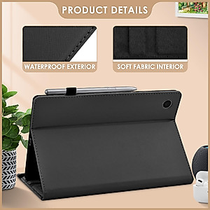 DETUOSI Leather Case for Samsung Galaxy Tab A8 10.5" 2022 (SM-X200/X205/X207) with S Pen Holder & Soft Silicone Back,Auto Sleep/Wake Elastic Closure 2-Angles Viewing Folio Protective Smart Book Cover