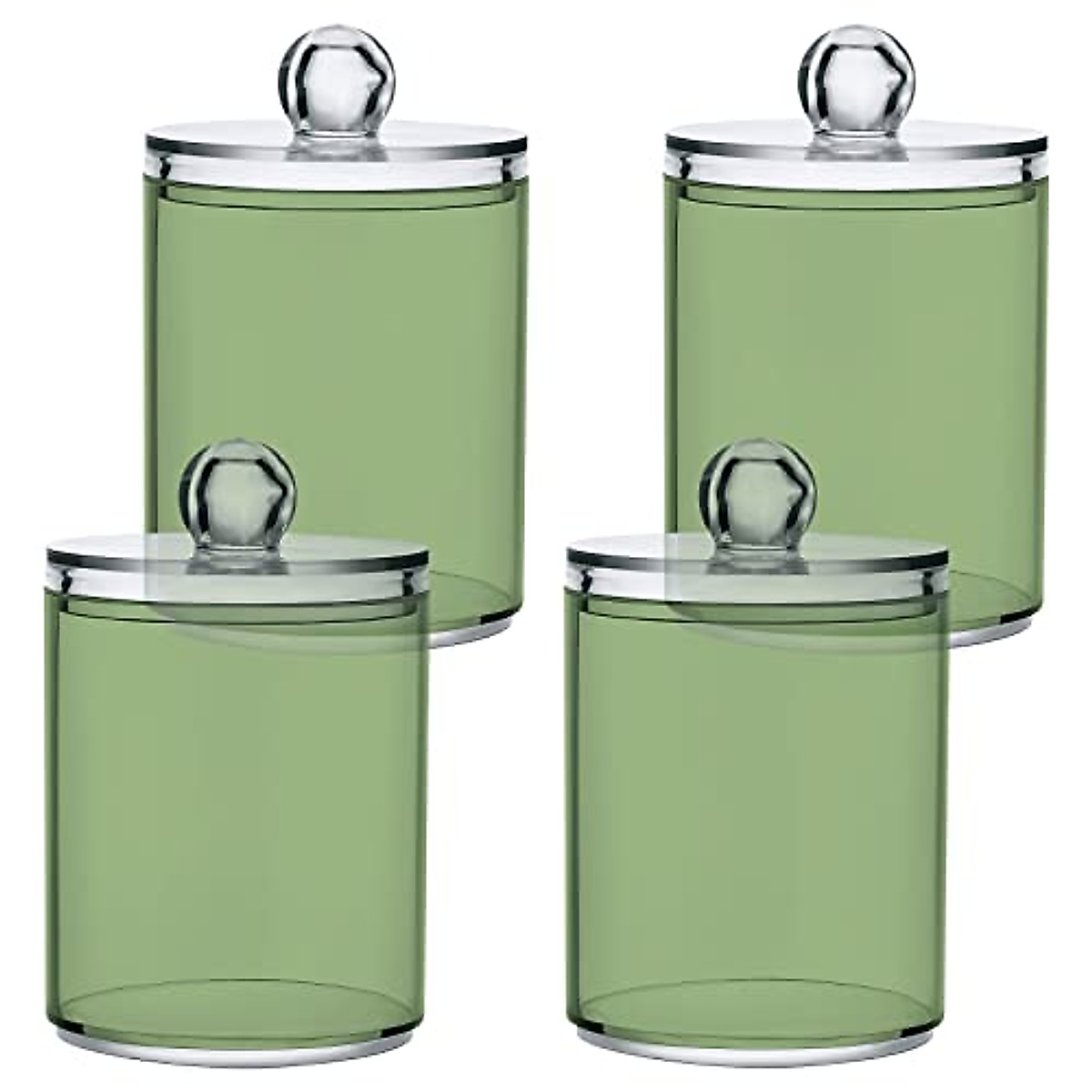 xigua Light Green 2 Pack Qtip Holder Dispenser with Lid,Apothecary Jars Plastic Cotton Swabs Cans Clear Bathroom Storage Canister for Cotton Ball, Cotton Swab, Cotton Round Pads, Floss26