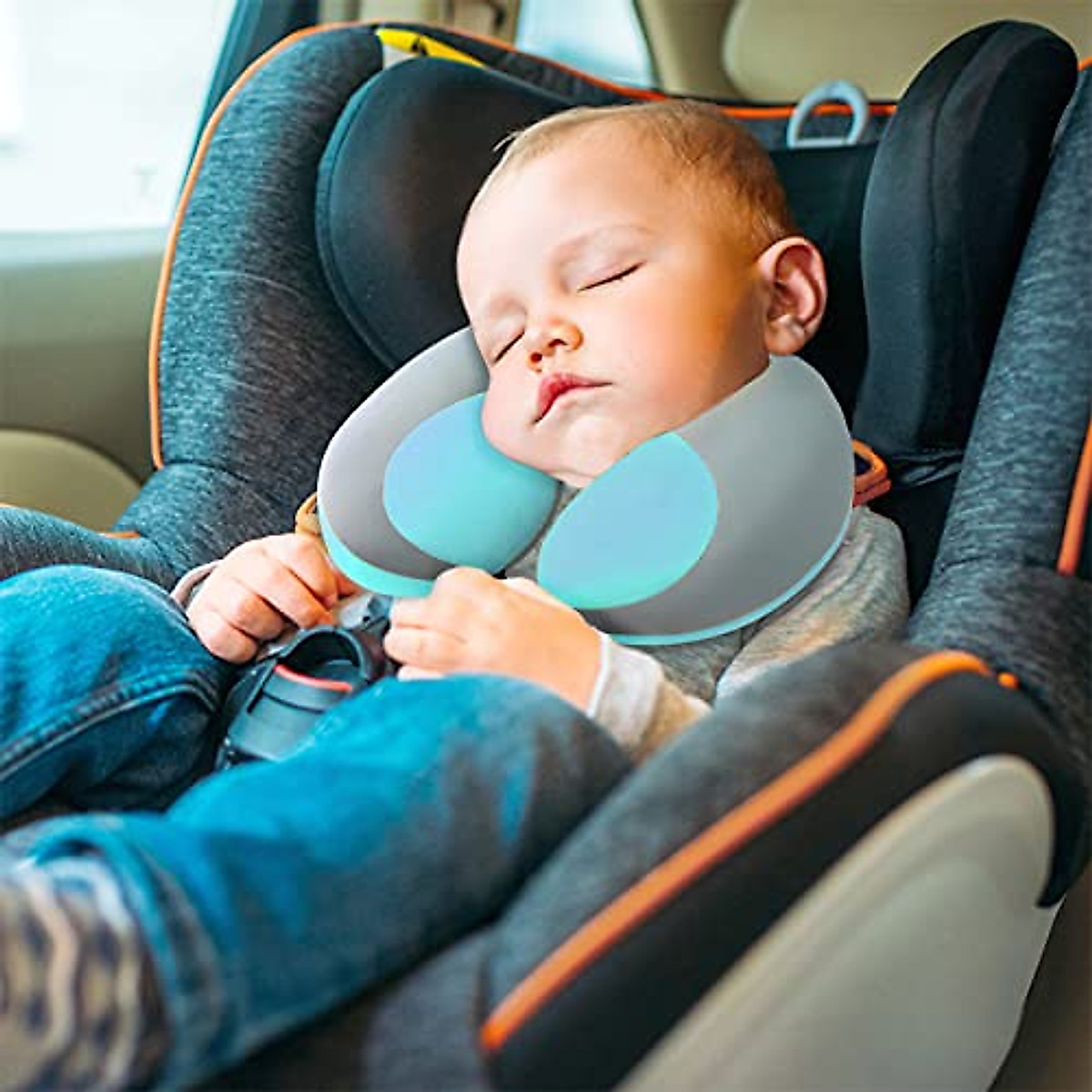 MOOB Baby Pillow for Car Seat Kids U-Shape Travel Neck Pillow Support Children Stroller Pillow Blue