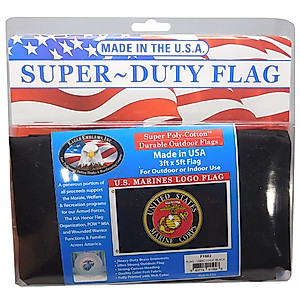 Trade Winds United States Marine Corps Logo Emblem Black 3x5 3'x5' Premium Quality Fade Resistant Heavy Duty Polyester Flag Banner F1682 (EE) - Made In USA Officially Licensed