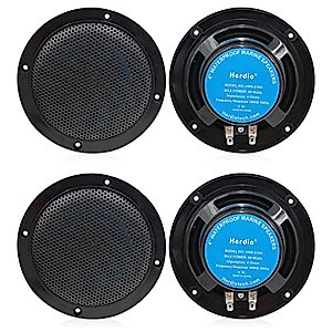 Herdio 4 Inches 320W Ceiling Bluetooth Speakers, 2 Way Flush Mount Ceiling Speakers for Bathroom Kitchen Home Theater, Covered Porches (Black, 4 Speakers)