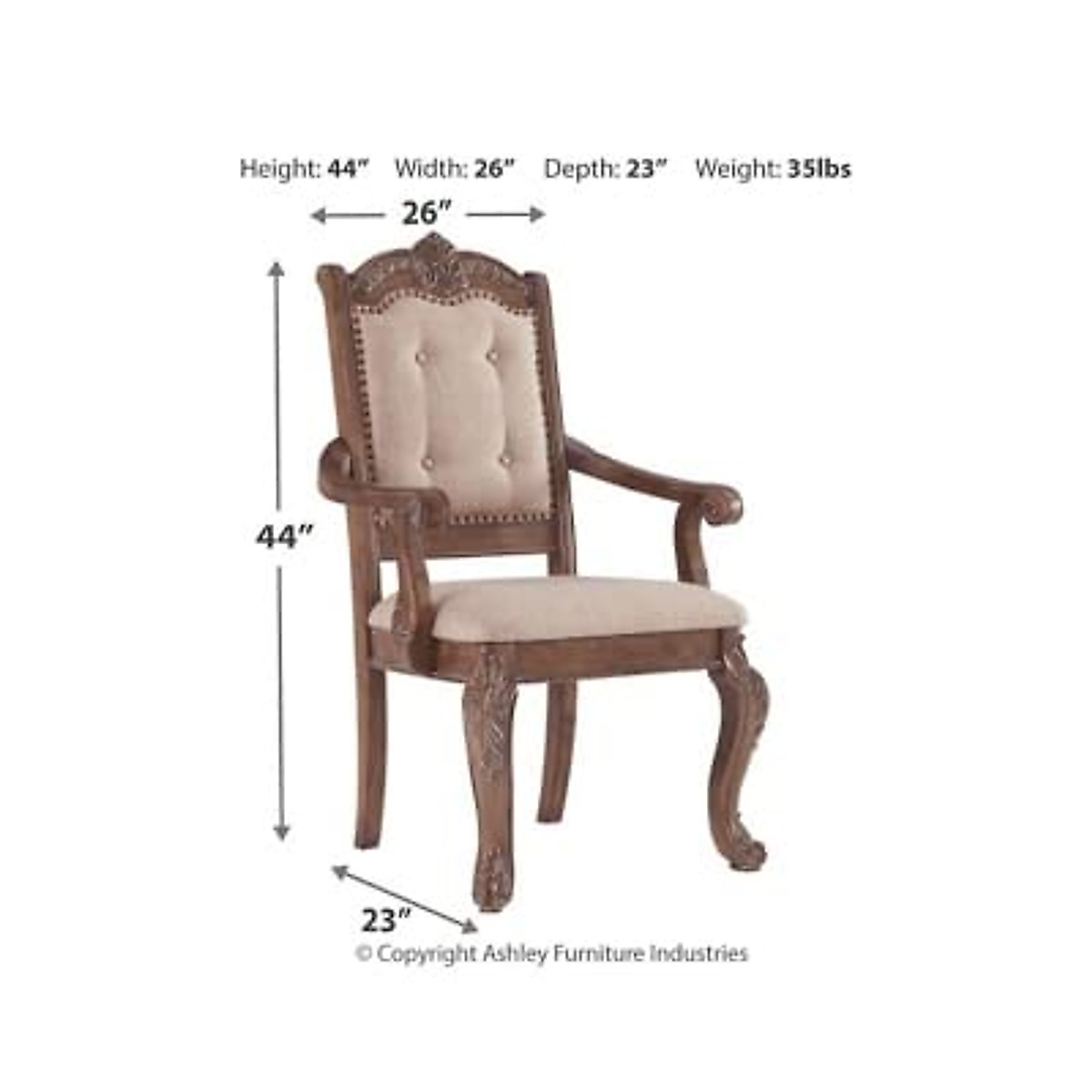 Signature Design by Ashley Charmond Antique Dining Room Chair, 2 Count, Brown