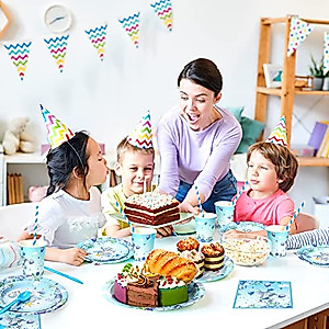 200 Pcs Elephant Baby Shower Party Supplies for 25 Guests Blue Paper Plates Cups Napkins Straws Tableware Sets for Boys Baby Shower Decorations Elephant Theme 1st Birthday Party Favors