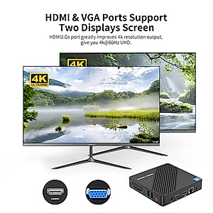 MINISFORUM N40 Mini PC Fanless Silent Desktop Computer 4GB RAM, 64GB eMMC Micro PC, Celeron N4020 up to 2.8GHz, 1000M LAN, HDMI&VGA, Support Auto Power On Mini Computer
