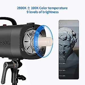 NEEWER S101-300W Studio Monolight 300W 5600K GN58 Strobe Flash with Optical Slave Mode, Adjustable Brightness/Modeling Lamp/Bowens Mount/Silent Fan/Metal Base for Product Portrait Photography